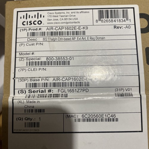 Cisco Aironet 1602E Controller-Based Access Point - AIR-CAP1602E-E-K9 ...