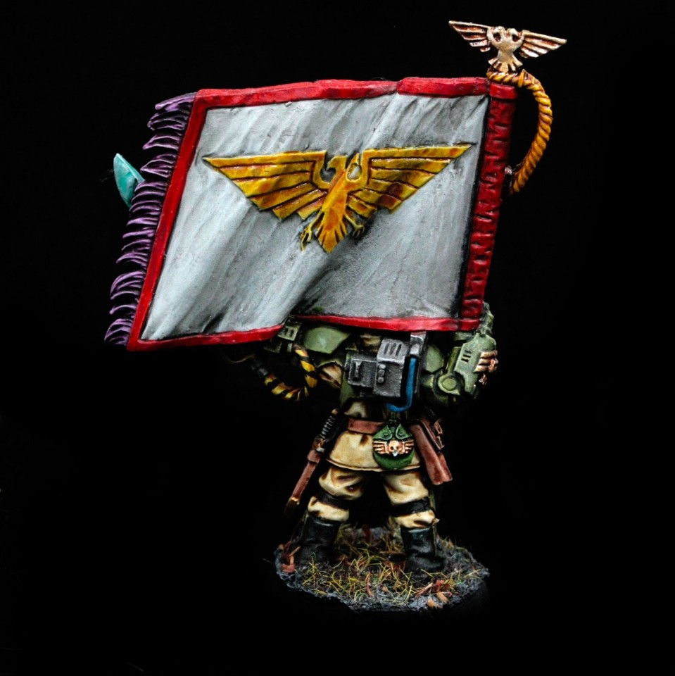 Warhammer 40K Astra Militarum Painted Imperial Guard Flag Bearer ...