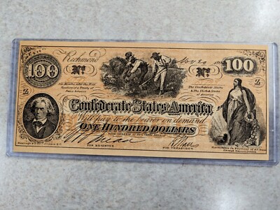Civil War $100 Bill - Confederate Bank Note Sampler FACSIMILE Copy | eBay