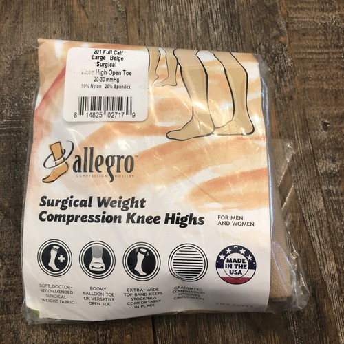 Allegro Surgical Weight Compression Knee Highs Size L 201 Color Nylon ...