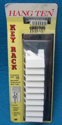 Hang Ten Key Rack Vintage 10 Reusable Snap-hook Key Tags | eBay