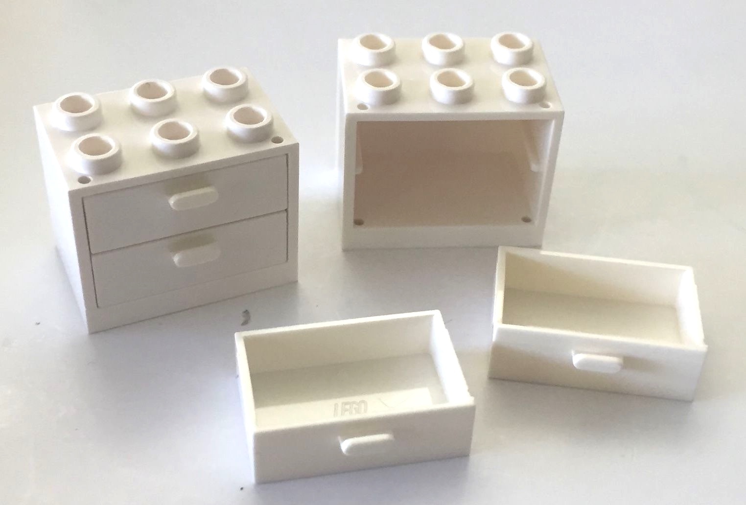 *NEW* 2 Sets Lego WHITE Container CUPBOARD 2x3x2 with WHITE DRAWERS ...