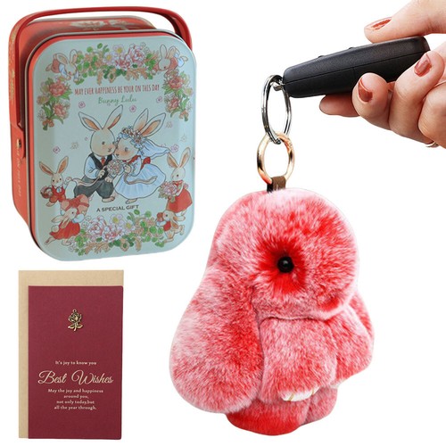Cute Plush Bunny Keychain Stuffed Animal Keychain Lovely Car Key Chain ...