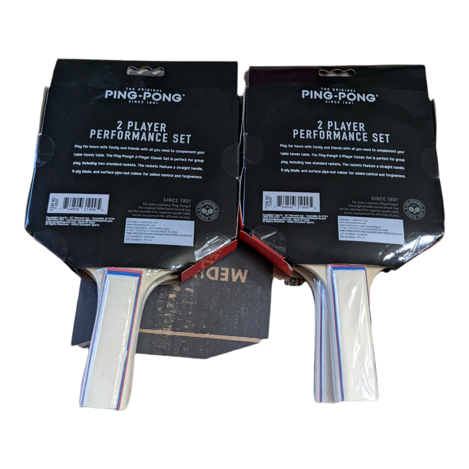 The Original PING PONG (2)2-Player Performance Sets - 4 Racket/Paddle ...