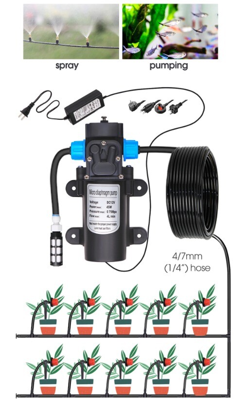 Garden Automatic Misting Irrigation Kit Self-Priming Pressurize Water ...