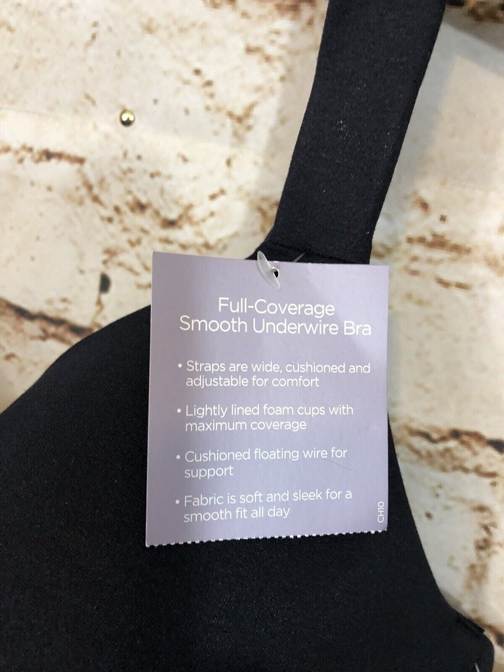 NWT Catherines Bra Full Coverage smooth underwire black lined 85358 54B ...
