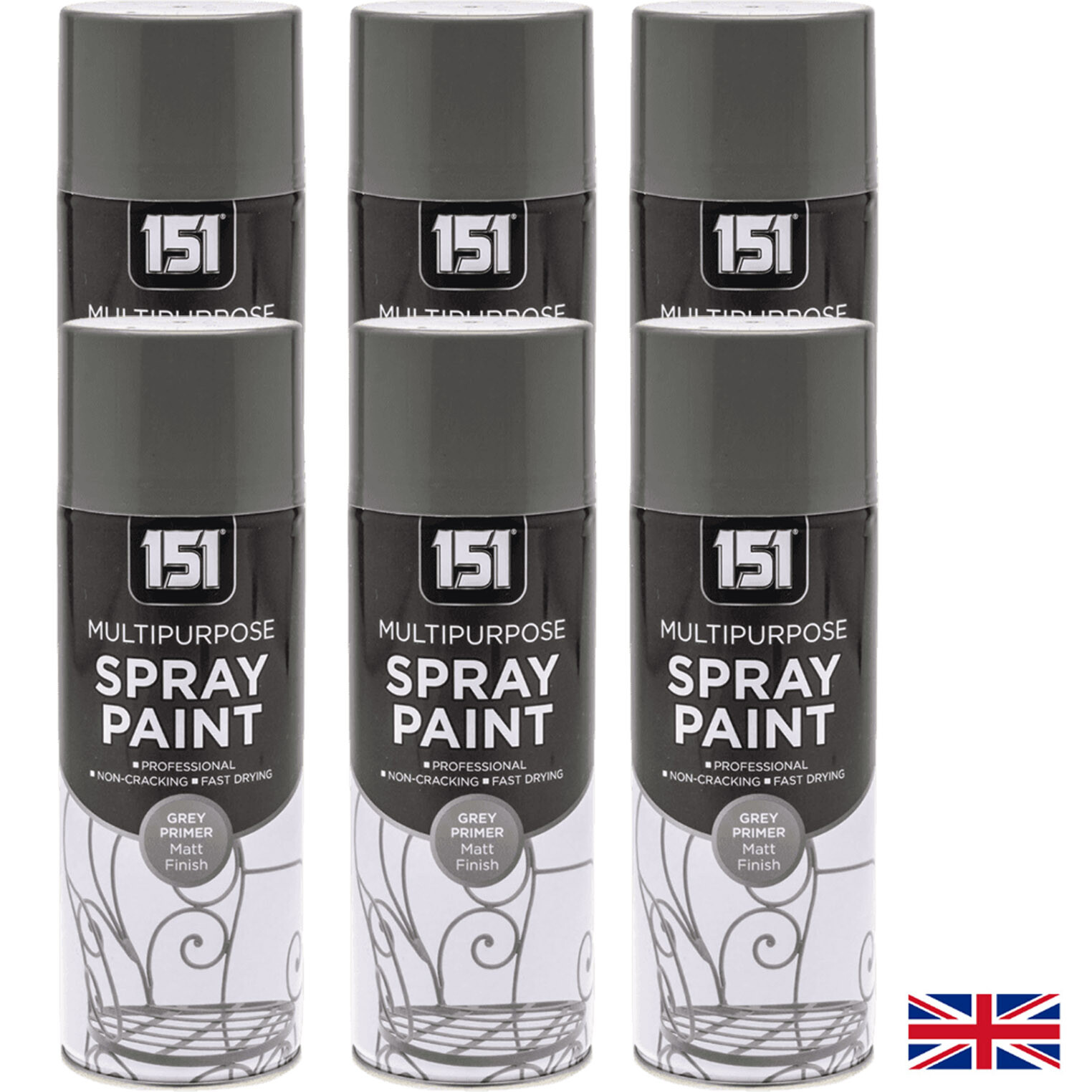 400ML GREY PRIMER MATT FINISH SPRAY PAINT MULTI PURPOSE FAST DRYING ...