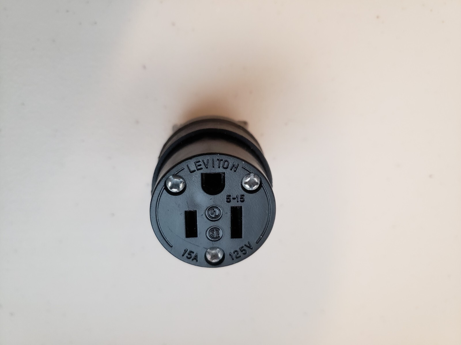 Plug Leviton Black 515CR 110V 120V 15A 15AMP NEMA 5-15 2 Pole 3 Wire ...