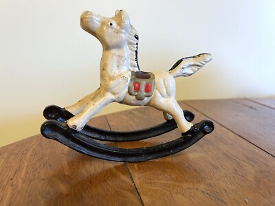 Vintage Cast Iron Rocking Horse Painted White 6.75" X 5.5" | eBay