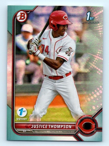 2022 Bowman 1st Edition - Sky Blue Foil #BPPF-59 Justice Thompson (RC ...