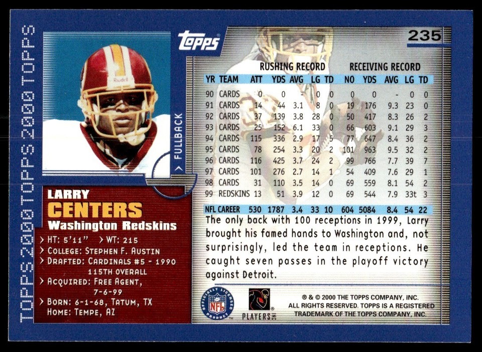 2000 Topps Collection Larry Centers G89 #235 | eBay