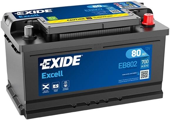 Car Battery EB802 Exide 110 700A 80Ah 4Yr Warranty 315x175x175 Excell ...