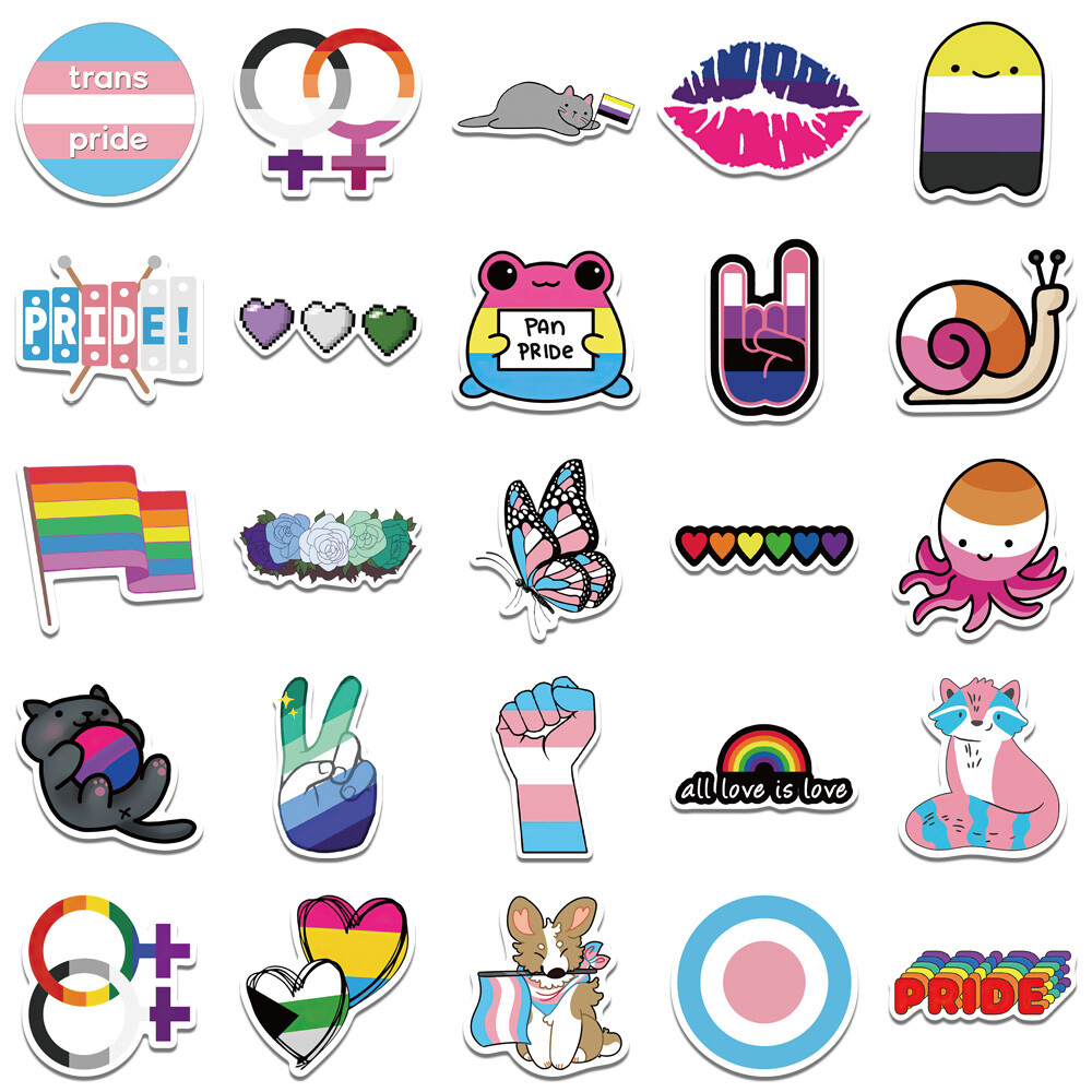 50pcs LGBT Rainbow Pride Love Ally Stickers Pack 2 Vinyl Decal ...