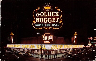 Golden Nugget Casion Signs Outdoor Front Night Old Car Postcard | eBay