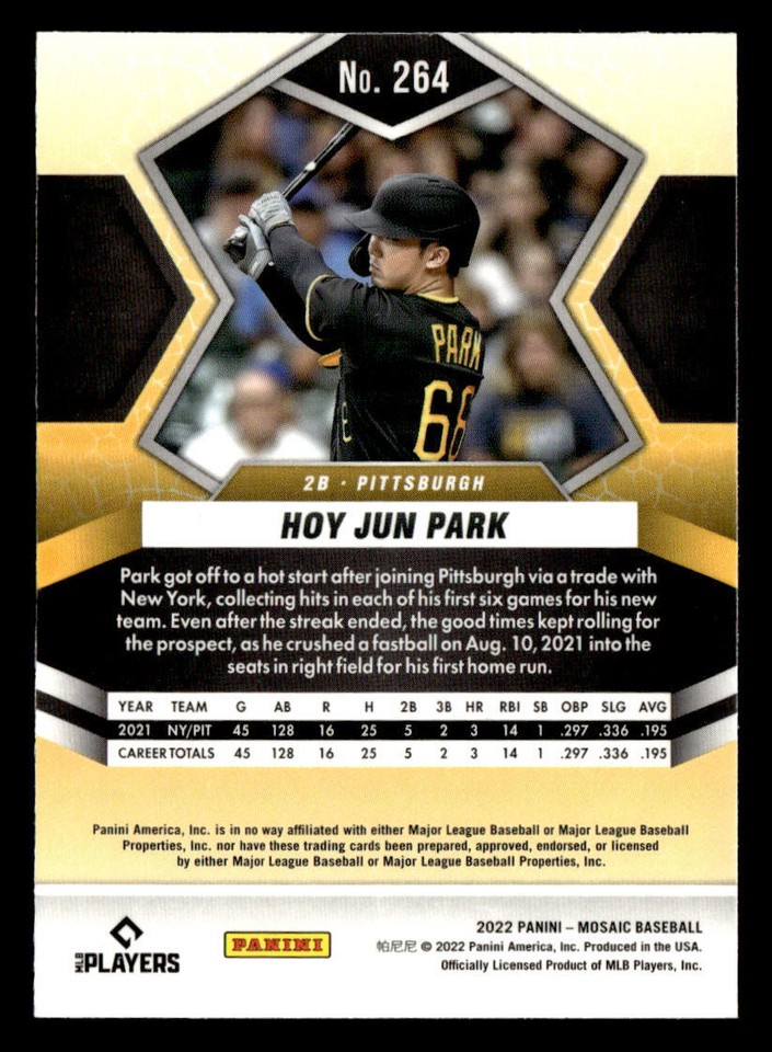 2022 Panini Mosaic #264 Hoy Jun Park Rookie Card Pittsburgh Pirates | eBay