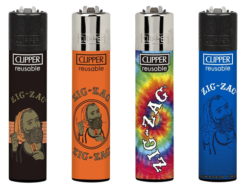 4 PACK - Clipper Classic Zig-Zag Collection 2 Large Reusable Lighters ...