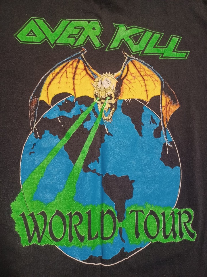 Vintage 1980s Overkill Heavy Metal Thrash Around The World Tour L Black ...