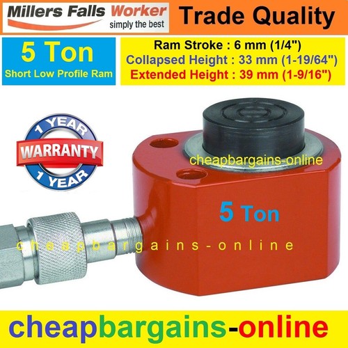 5 TON SHORT BODY RAM 5T HYDRAULIC LOW PROFILE BODY RAM PORTA POWER 6 mm ...