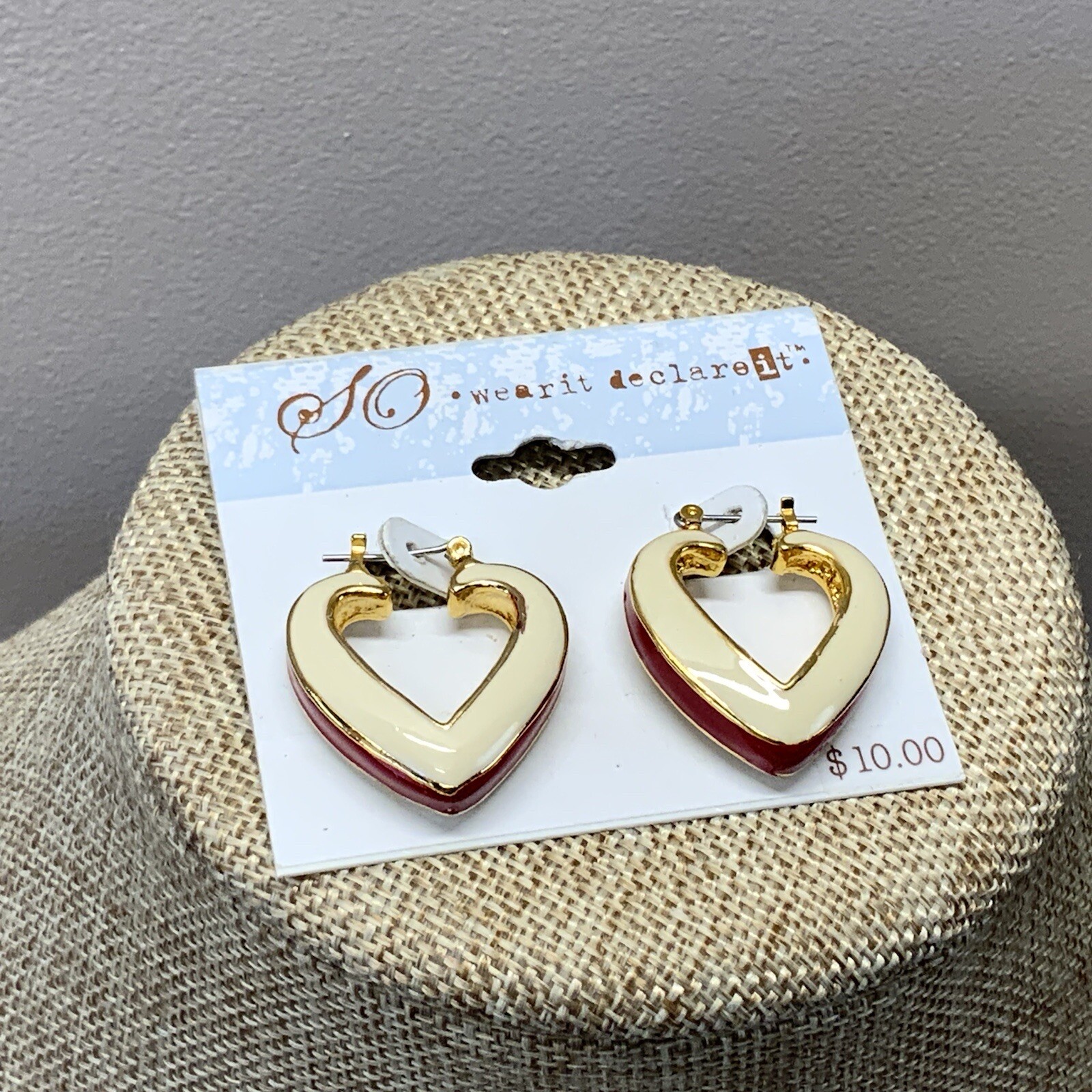 Kohl’s SO pierced red and white enamel heart hoop earrings | eBay