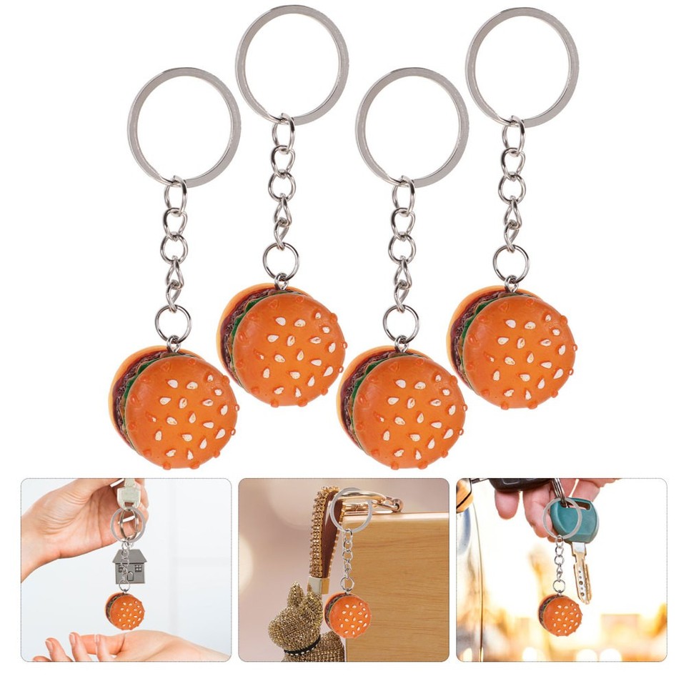 6 PCS Artificial Fast Food Keychain Handmade Pendant Mini Keychains ...