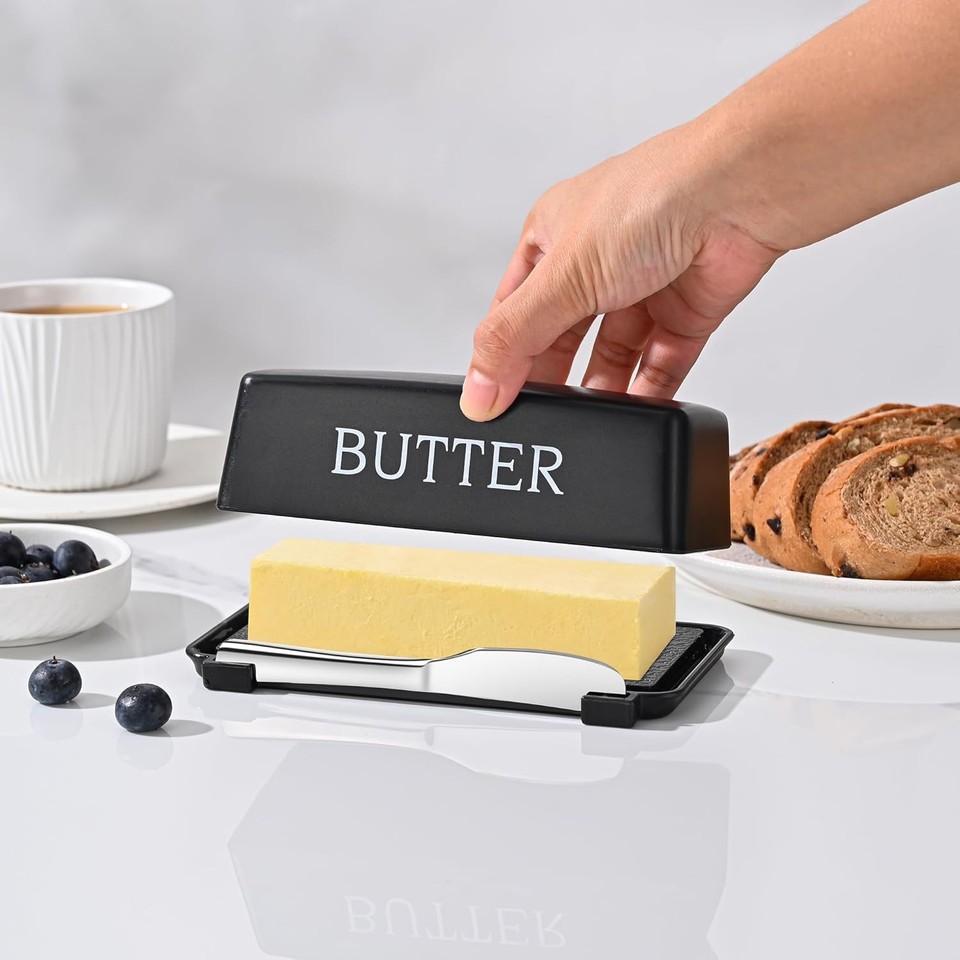 Butter Dish With Cover And Knife,Food Grade Plastic Butter Holder With ...