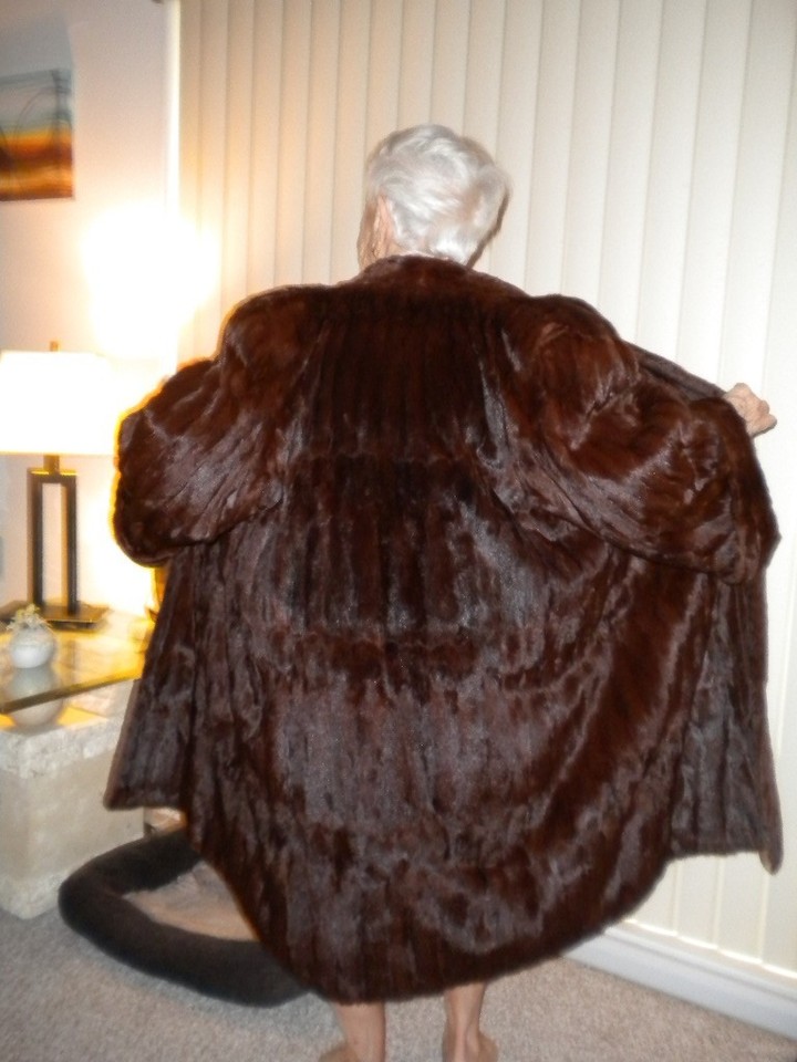 Ermine 41" full body coat with stand collar straight full sleeves ...