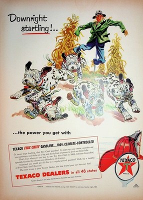 Original Vintage Animal Ad: Scared Dalmatian Dog & Fire Chief Texaco | eBay