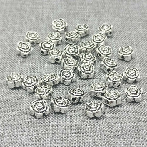 10pcs of 925 Sterling Silver Rose Flower Beads 2-Sided Diameter 6mm | eBay