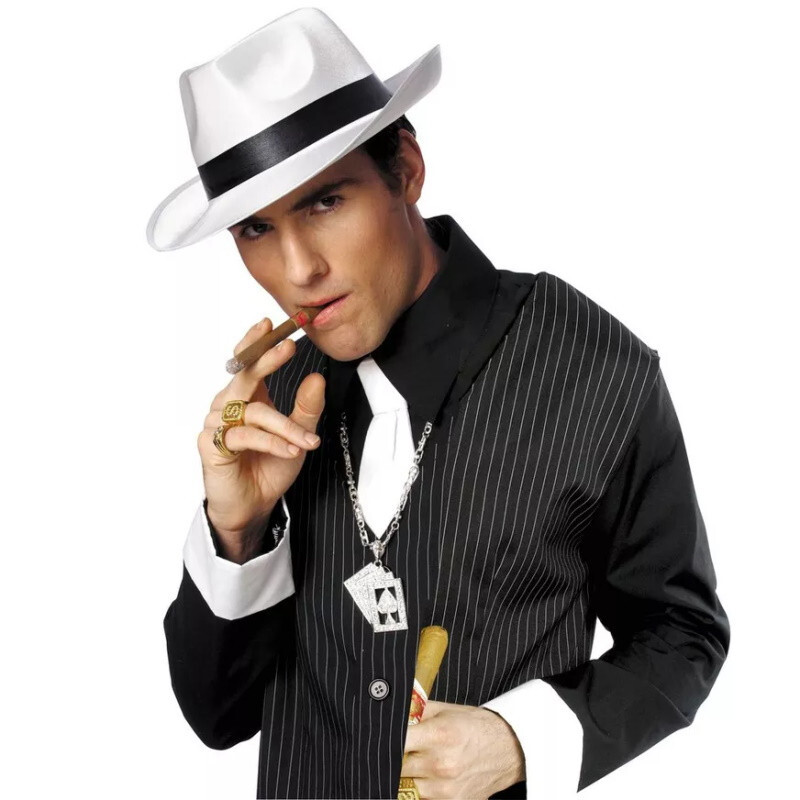 10 x White Gangster Hats Al Capone Trilby Smooth Criminal Michael ...