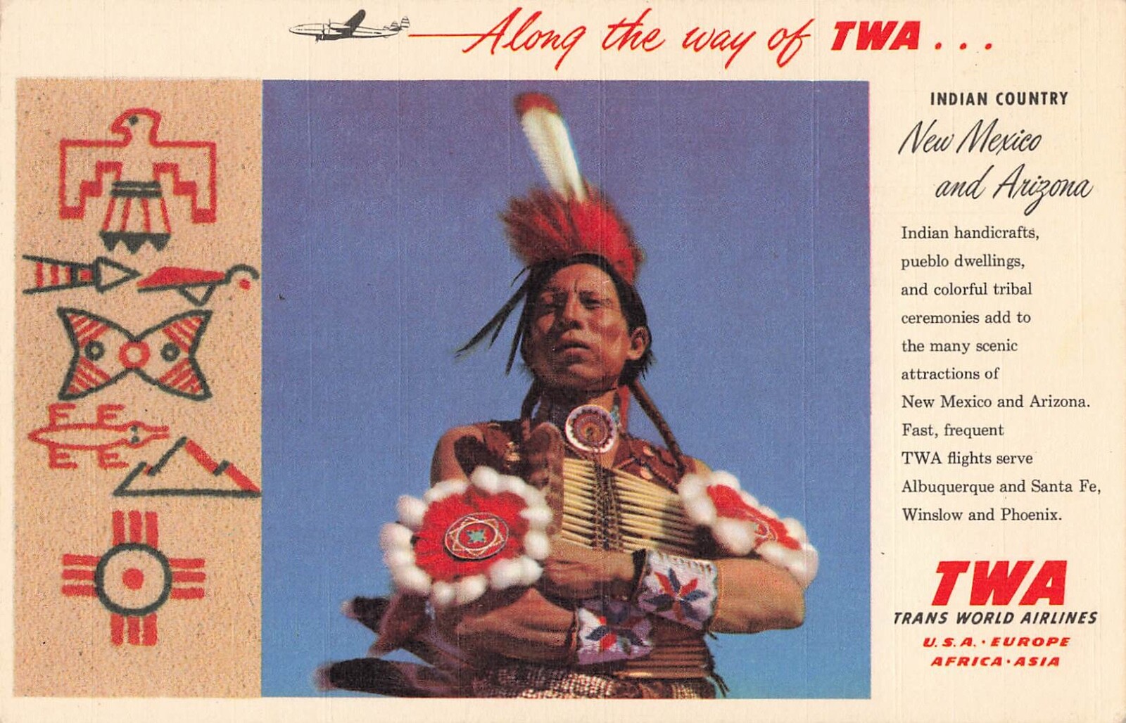 New Mexico & Arizona Postcard TWA Indian Country c1950 A6 | eBay