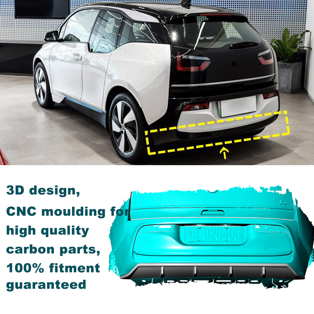 Fit For BMW i3 i3s I01 2018-2020 Gloss Black Rear Bumper Diffuser Lip ...