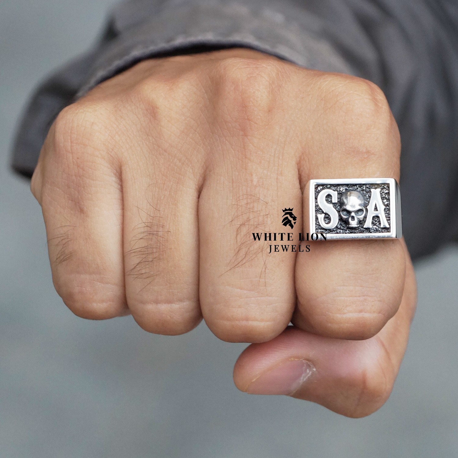 SOA Sons Of Anarchy 925 Sterling Silver Skull Men's Biker Rider Ring ...
