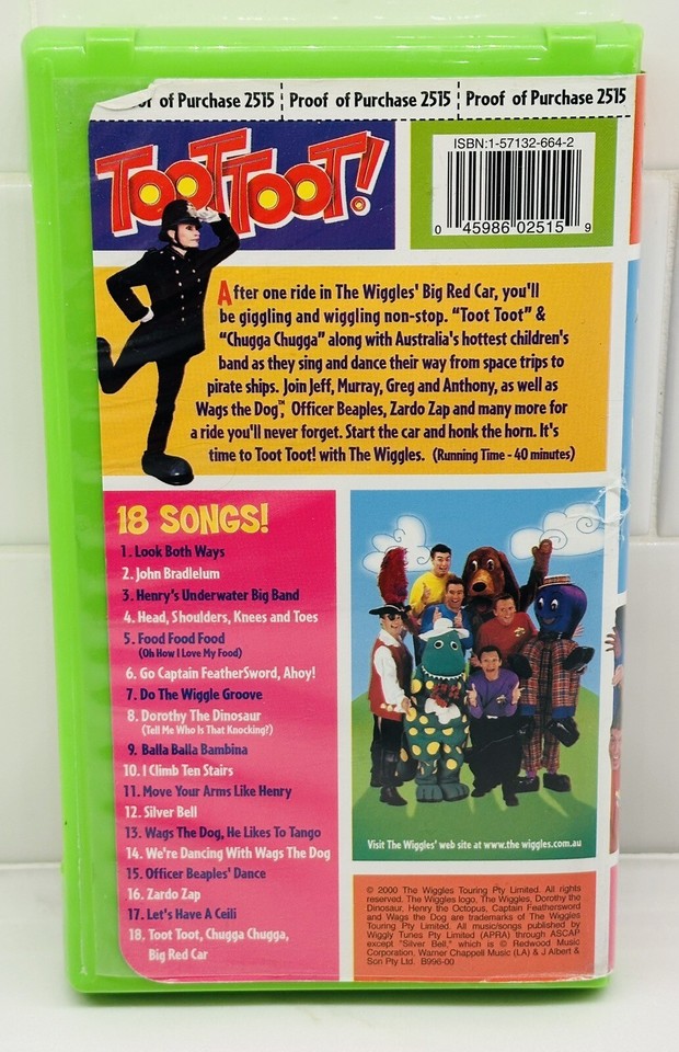 The Wiggles Toot Toot VHS Video Tape 18 Kids Songs In Green Clamshell ...