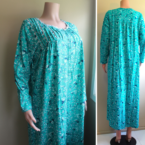 Only Necessities Maxi Nightgown 14 16 Runs XL Cotton Knit Teal Navy ...