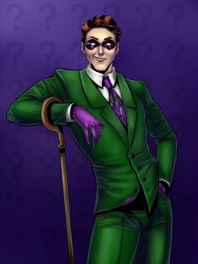 RIDDLER inspired COSTUME TIE 2" QUESTION MARK SYMBOL Arkham Cosplay ...