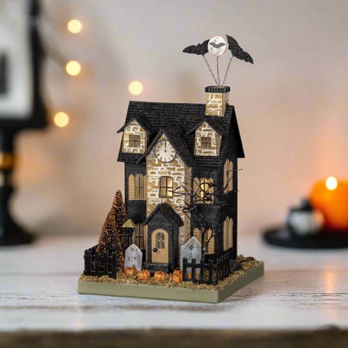 Primitive Ragon House Halloween Lighted Fall Haunted Halloween House 12 ...