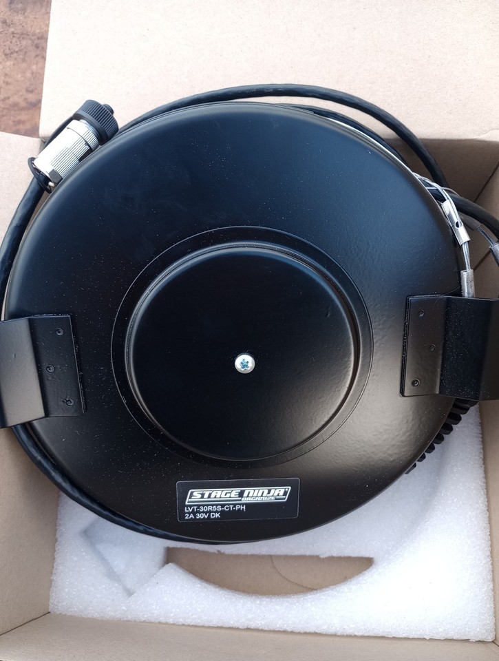 stage ninja cable reel 30' constant tension ethernet RJ45 8 pin M-12 ...