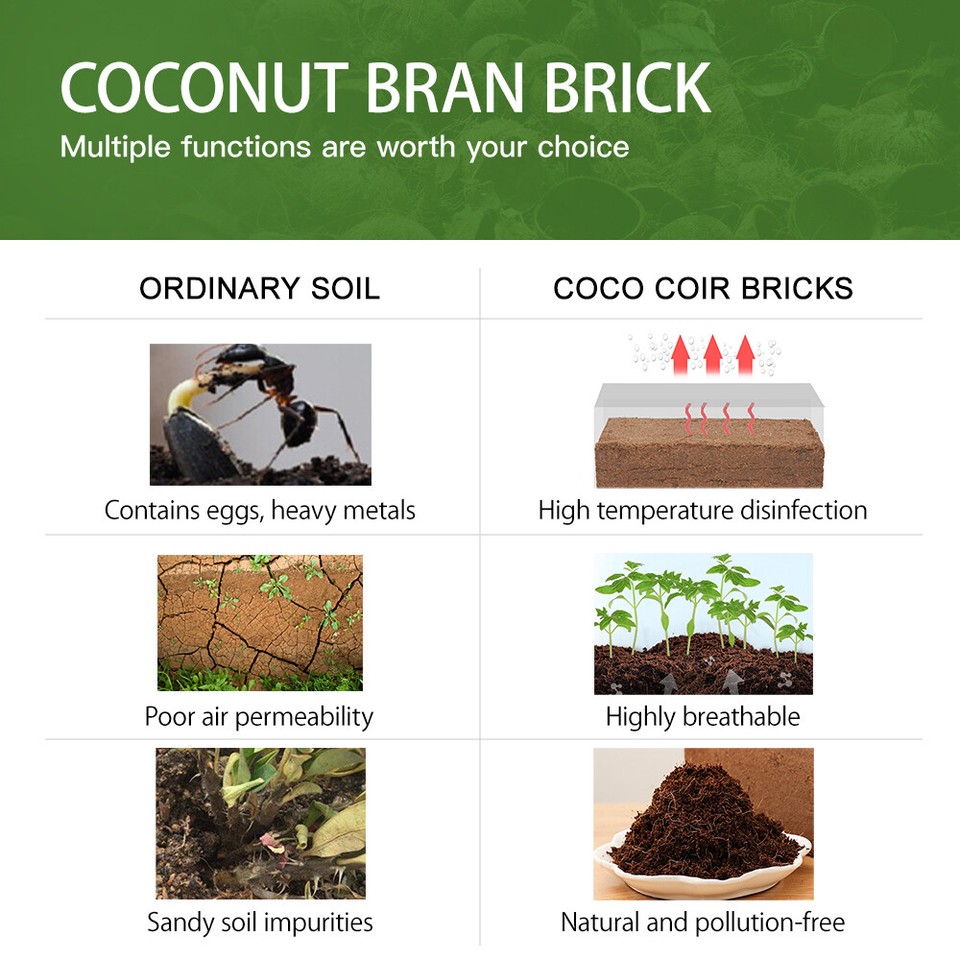 3-Pack Coco Coir Brick Fiber Growing Potting Soil Plant Growing Media ...