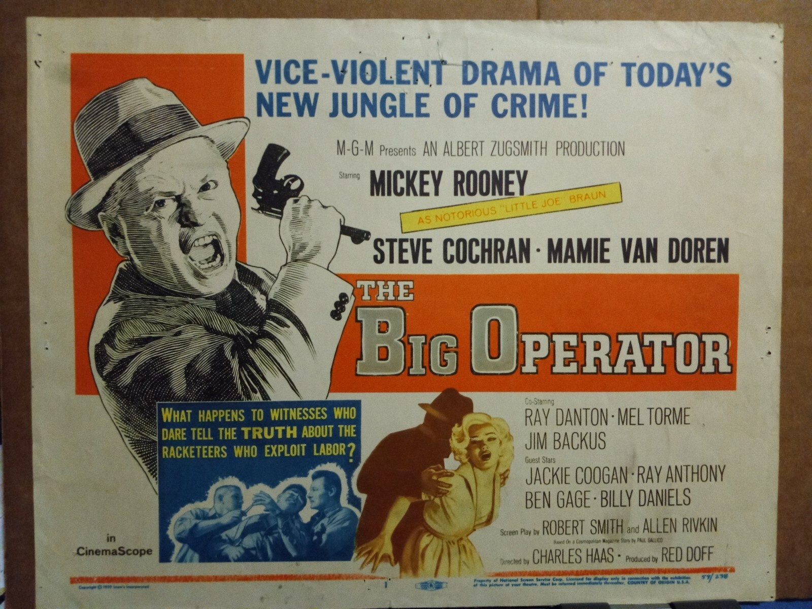 Title Card 1959 THE BIG OPERATOR Mickey Rooney Mamie Van Doren crime ...