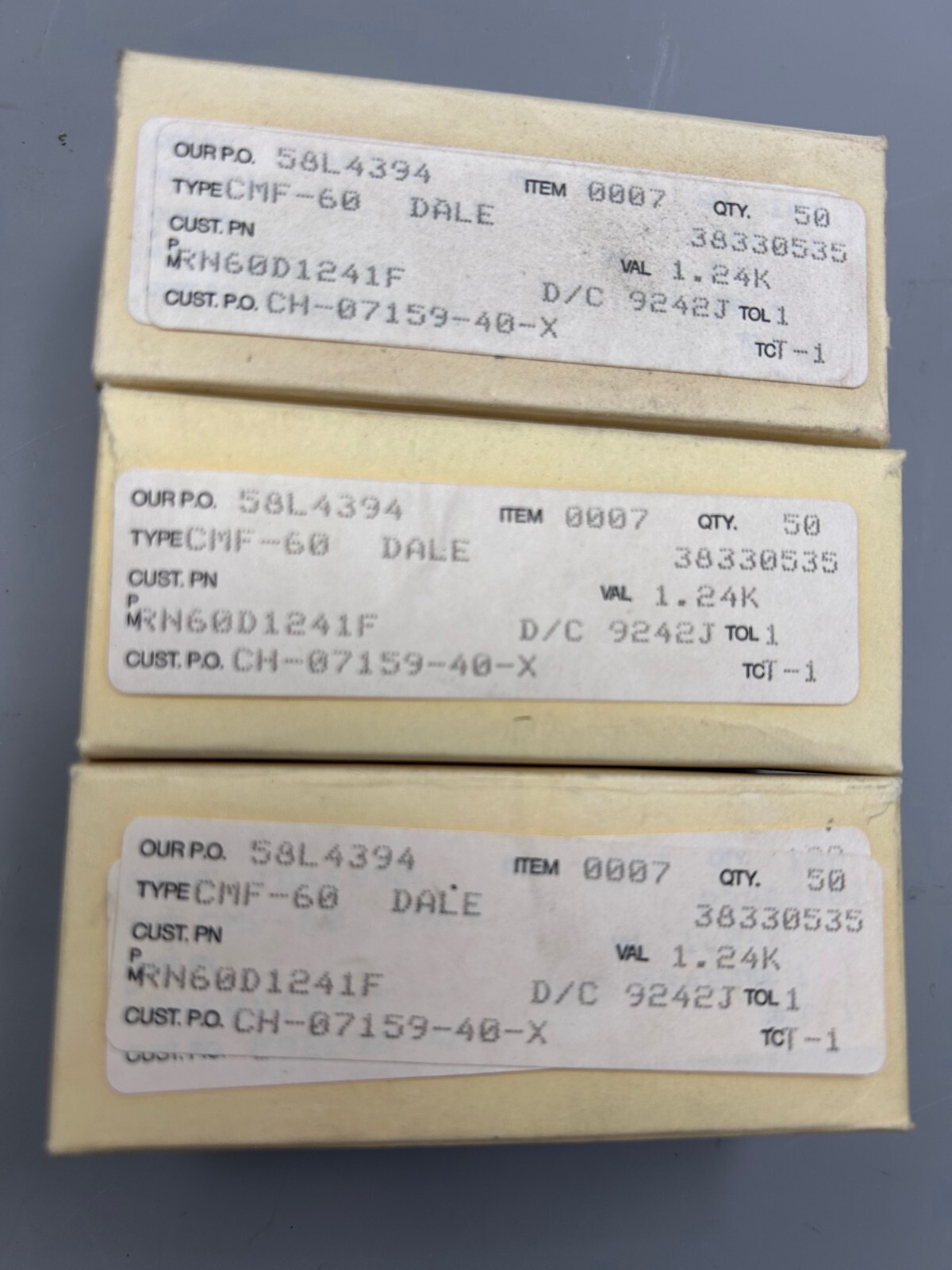 Dale Resistor TYPE CMF ..60 DALE :N6001241F CH-07159-40-X /lot of 150 1 ...