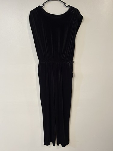 Express Black Velvet Jumper/romper Sleeveless V Back Size Large | eBay