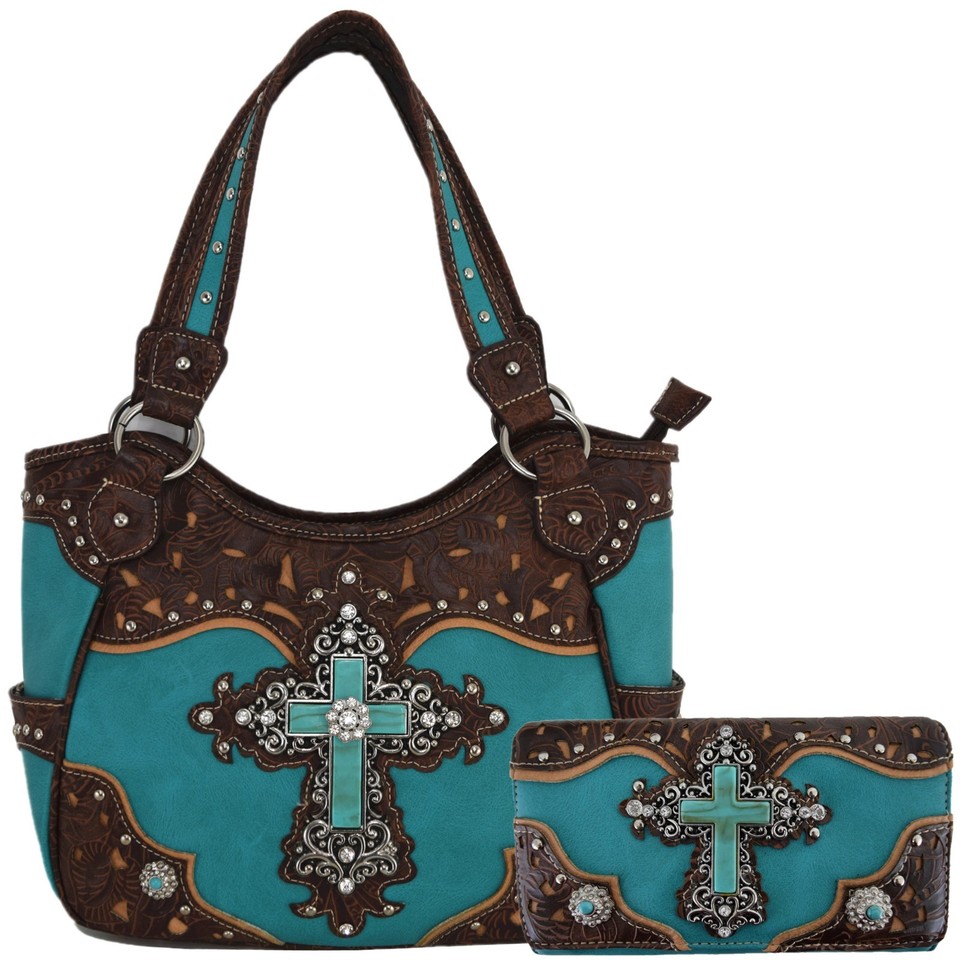 Western Cross Country Handbag Tooled Leather Purse Women Shoulder Bag ...