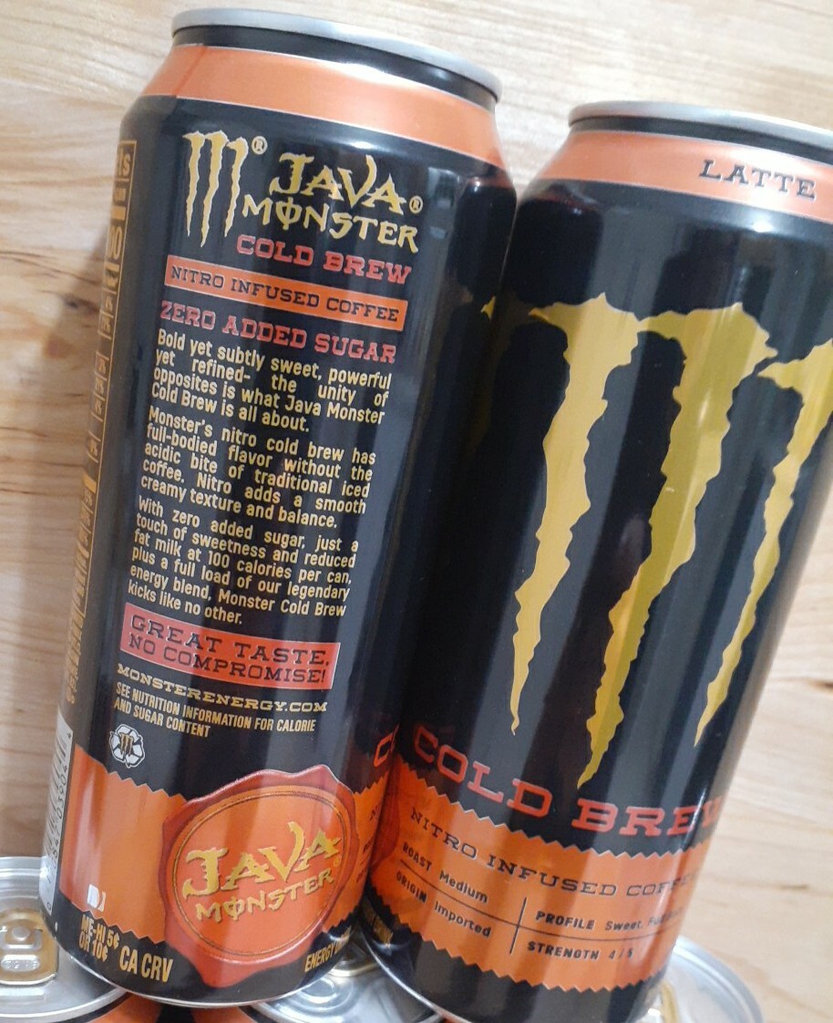 12 CANS: Monster COLD BREW LATTE Nitro Infused Coffee 13.5z Can JAVA 0 ...