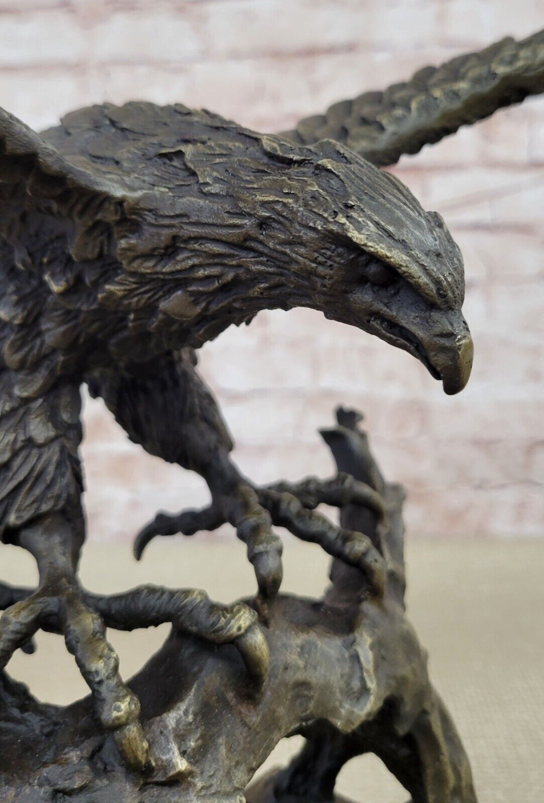GENUINE REAL BRONZE EAGLE SCULPTURE LOST WAX METHOD signed SPIRIT OF ...