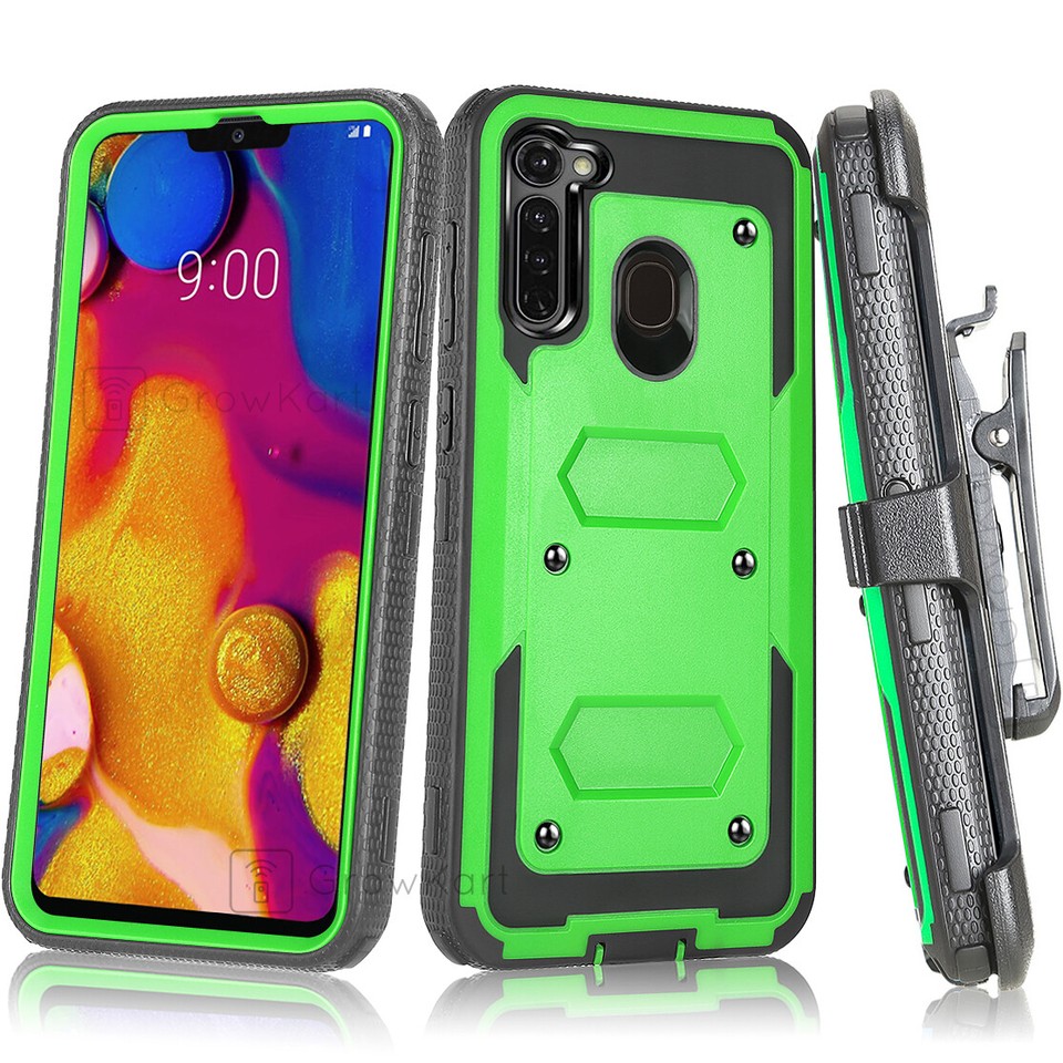 SHOCKPROOF TANK Phone Case Cover Clip Holster Stand + BUILT-IN SCREEN ...