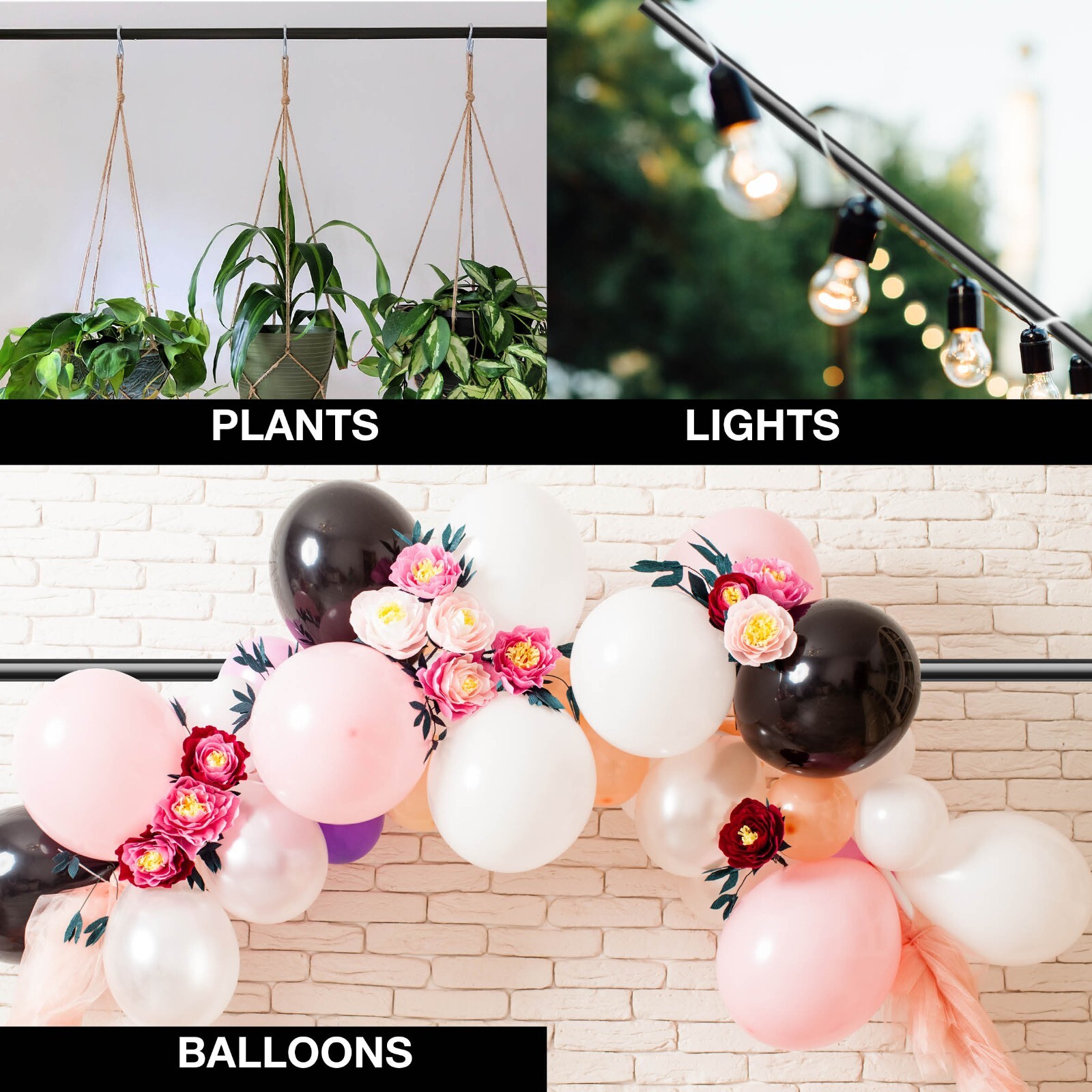 Black Metal Over Table Tabletop Rod Hanging Lever Stand Display Pole ...