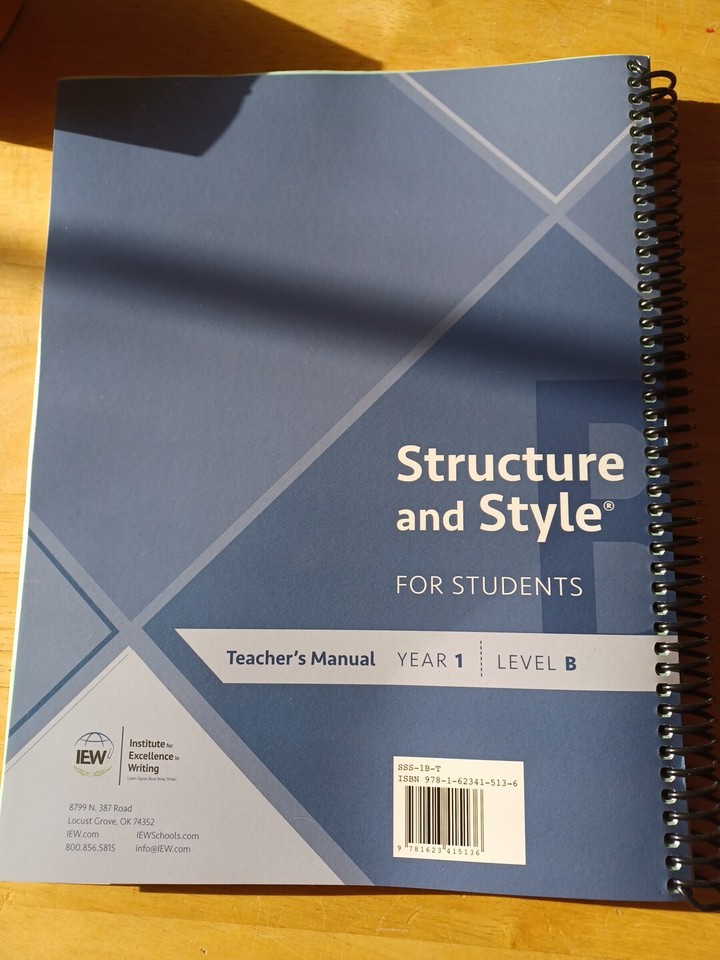 IEW Structure And Style Writing Teachers Manual Year 1 Level B | eBay