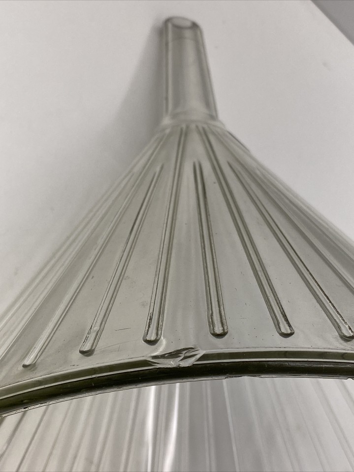Giant Heavy Fluted Mooney Air Vent Glass Funnel Vintage 11” x 12" Large ...