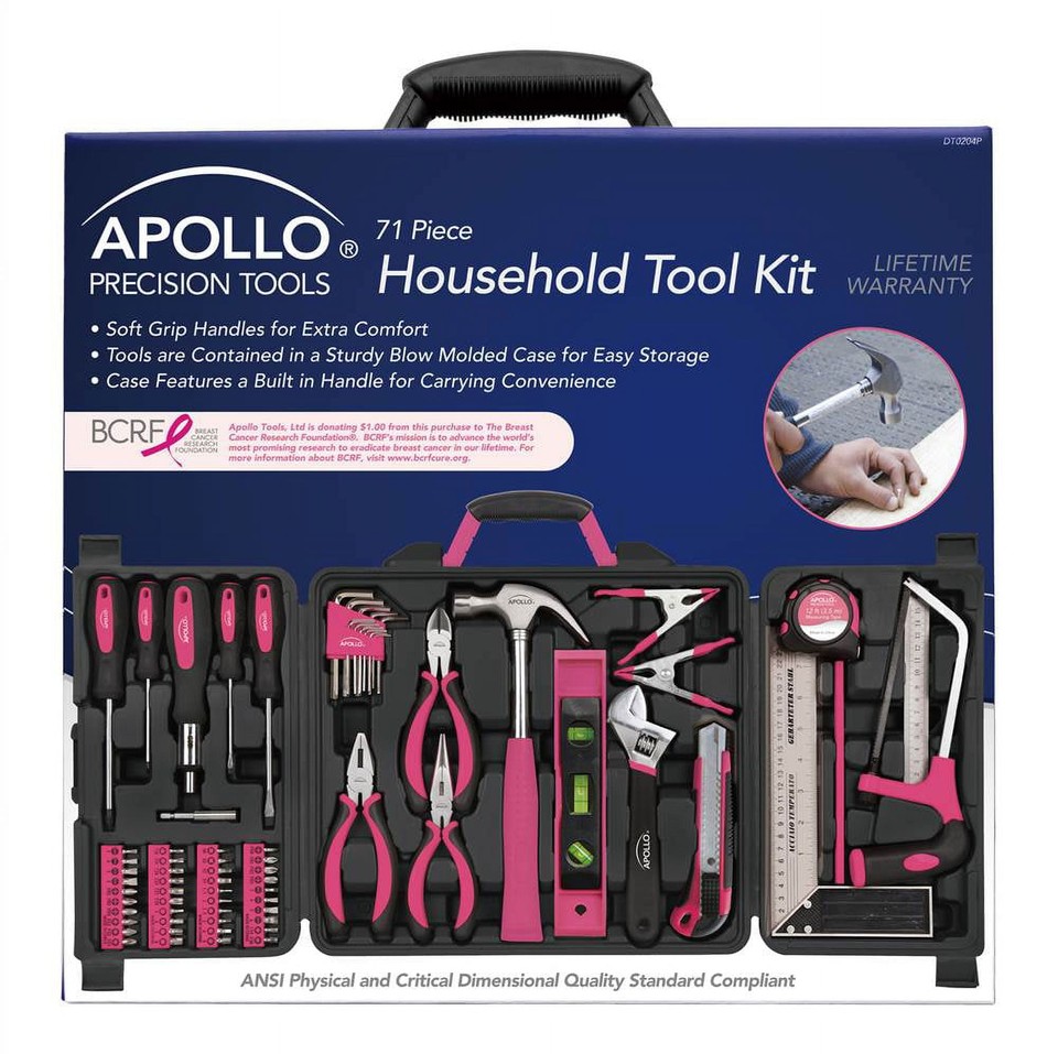Apollo Precision Tools DT0204P 71-Piece Household Tool Kit Pink 8 ...