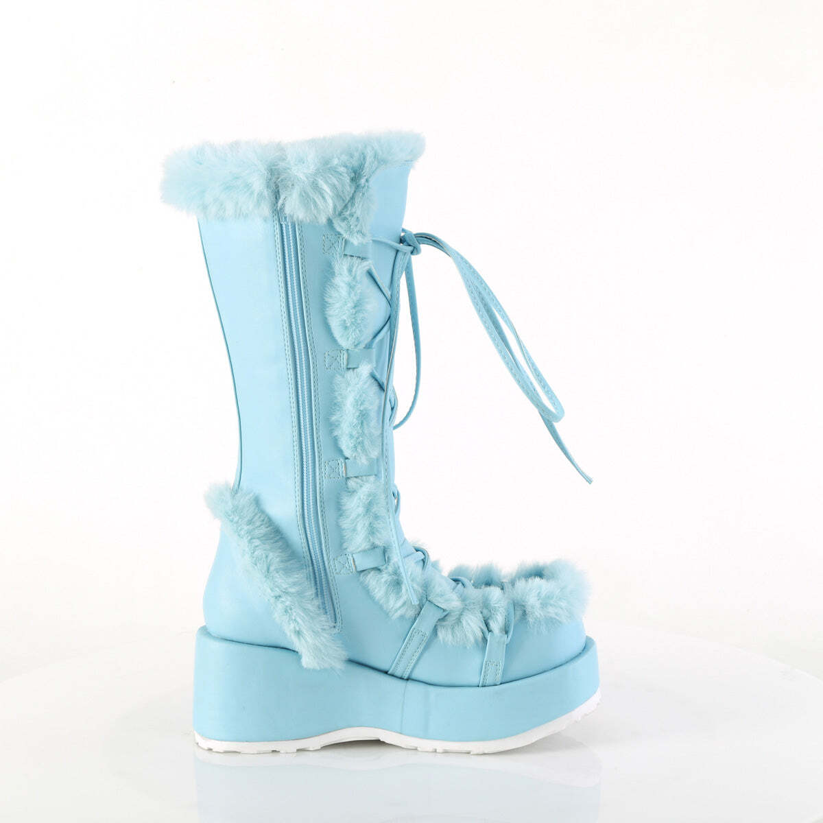 Demonia Cubby-311 Fur Punk Goth Platform Festival Boots Blue | eBay